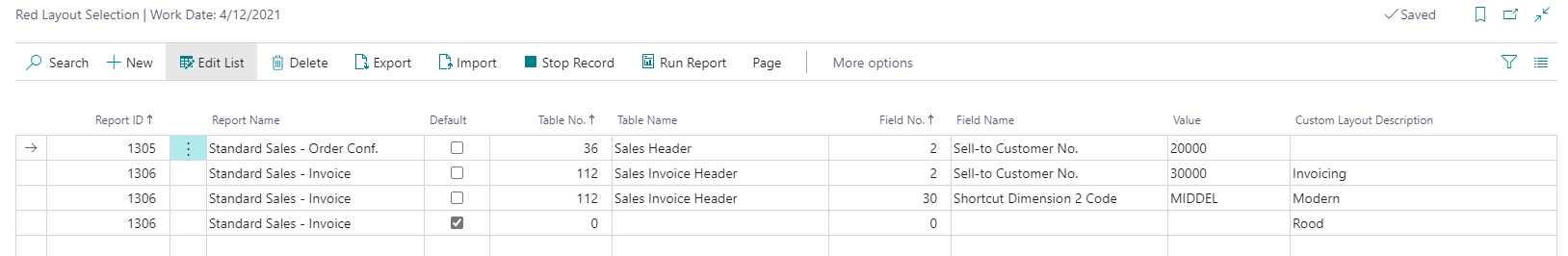 Multiple Report Layouts